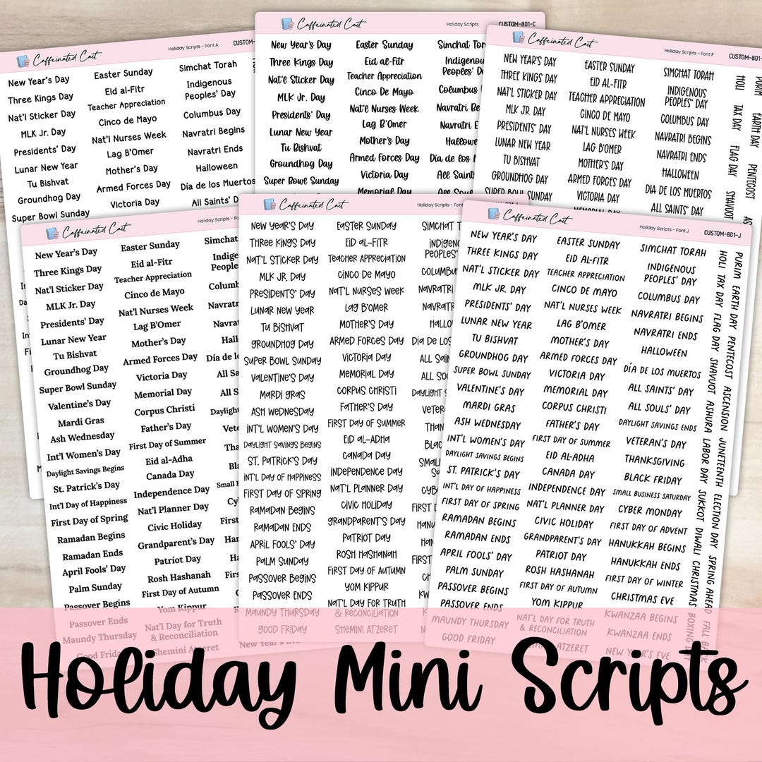 Holidays - Mini Script Planner Stickers [ MS-801 ] - Etsy
