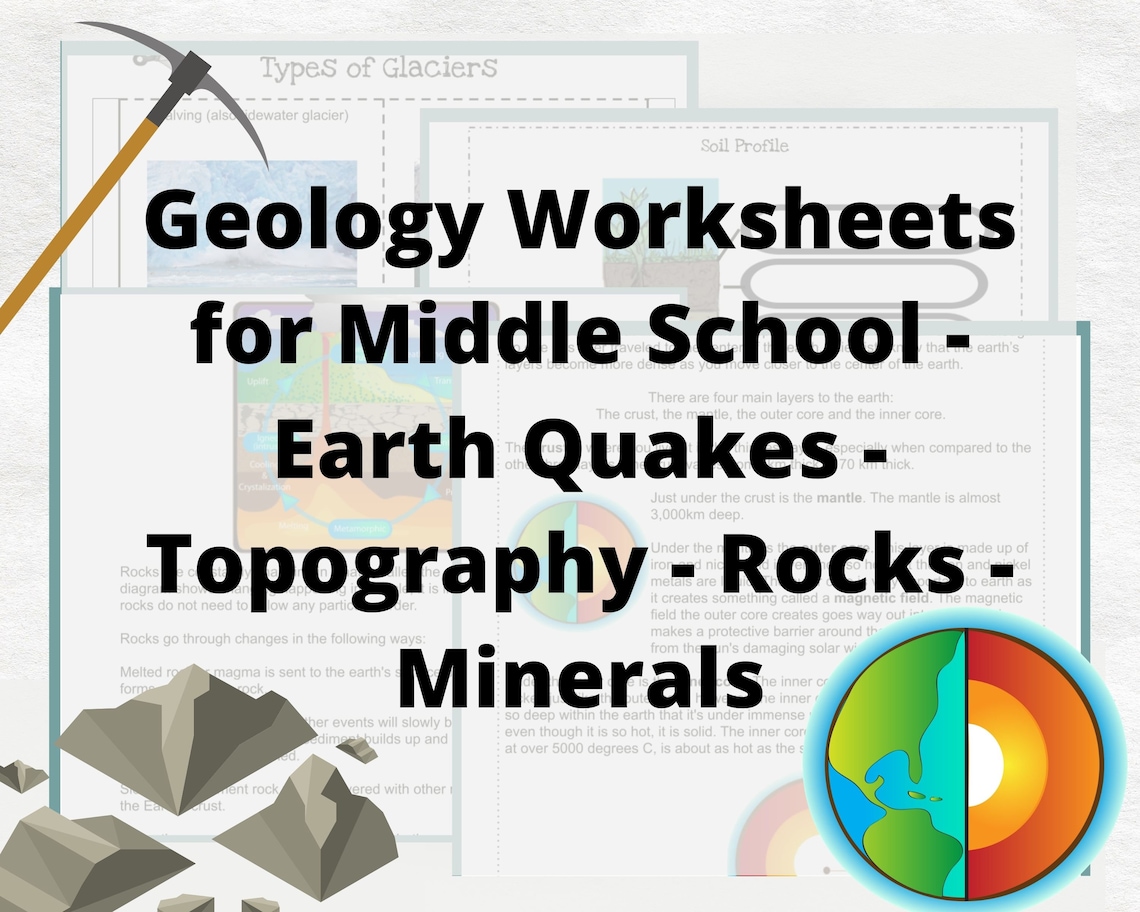 Geology Worksheets for Middle School - Earth Quakes - Topography ...