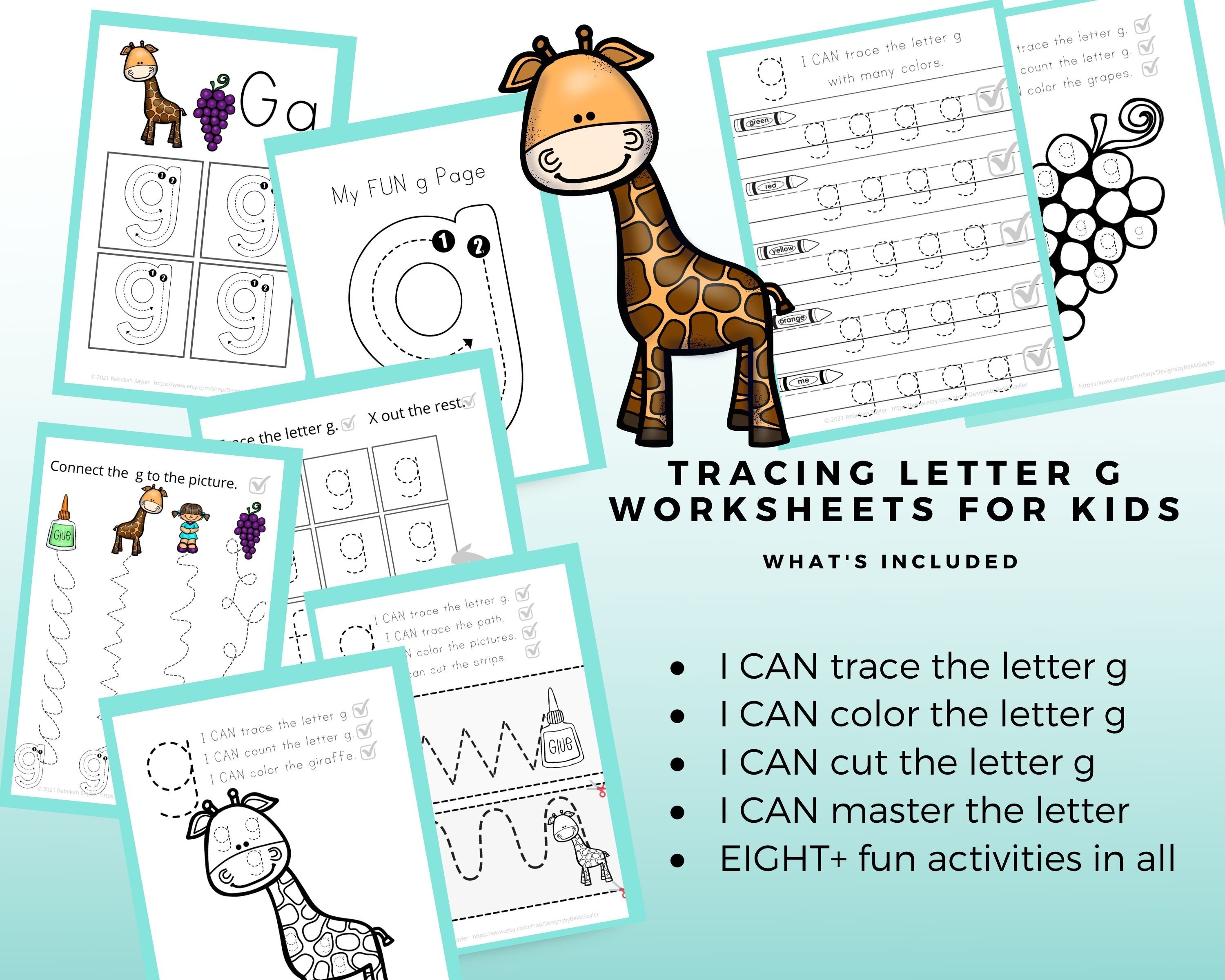 Tracing Letter G Worksheets Kindergarten Handwriting - Etsy