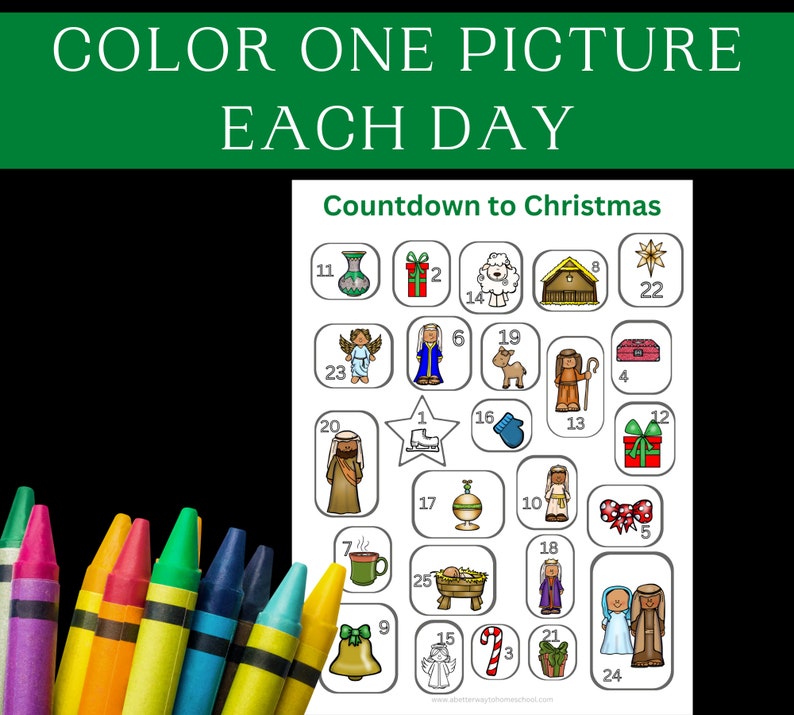 Christmas Countdown Calendar Printable, Countdown to Christmas, Advent ...