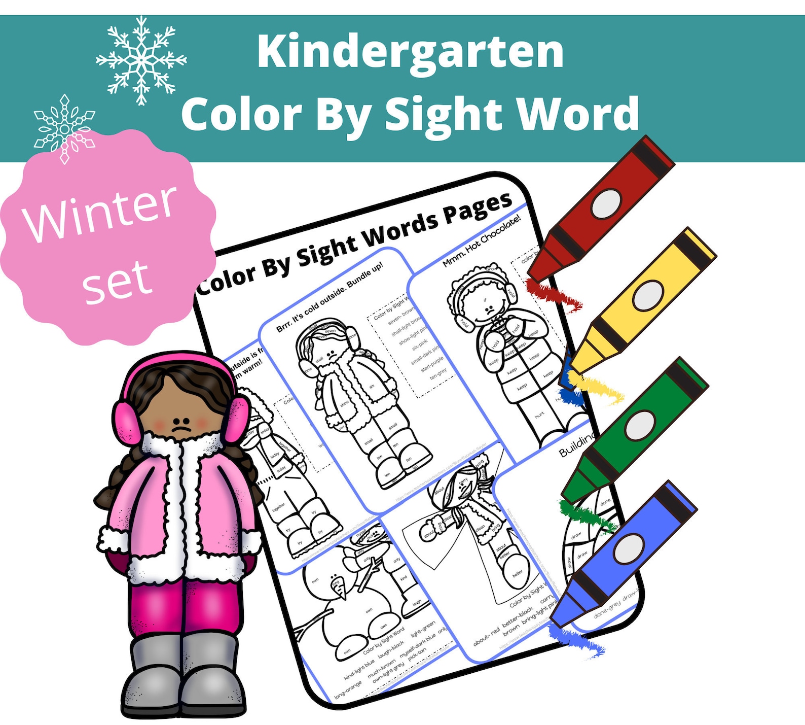 Kindergarten Color by Sight Words - Spelling Worksheet - Printables for ...