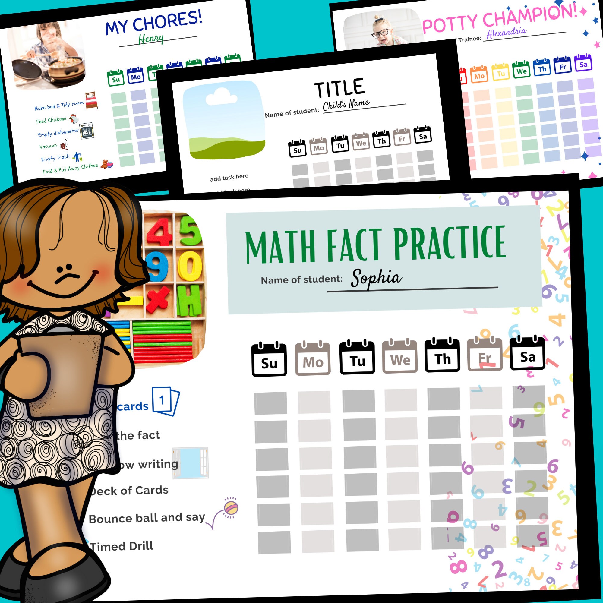 Weekly Calendar for Kids Template Editable in Canva Create - Etsy