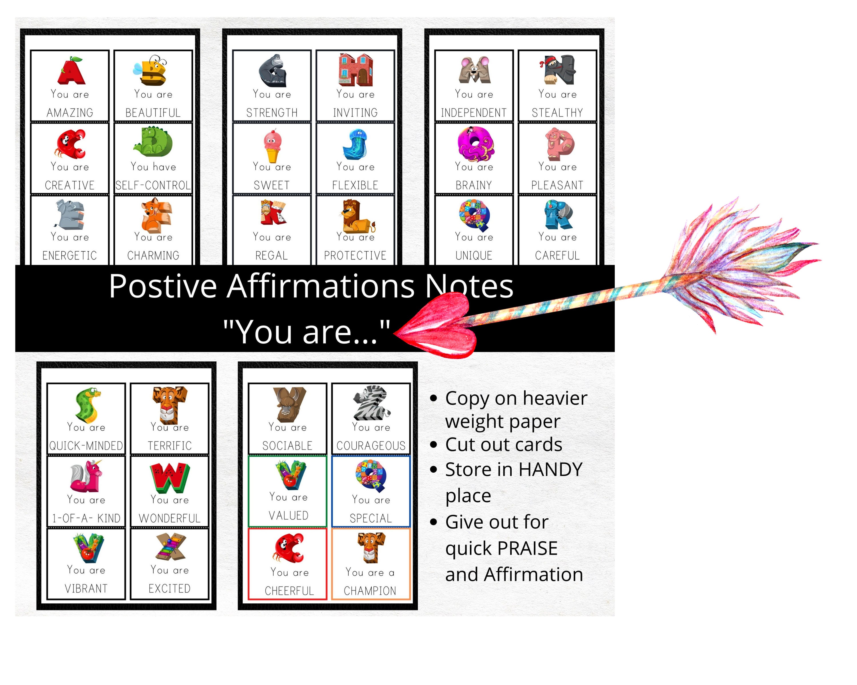 Positive Affirmation Cards for Teachers, Positive Affirmations for ...
