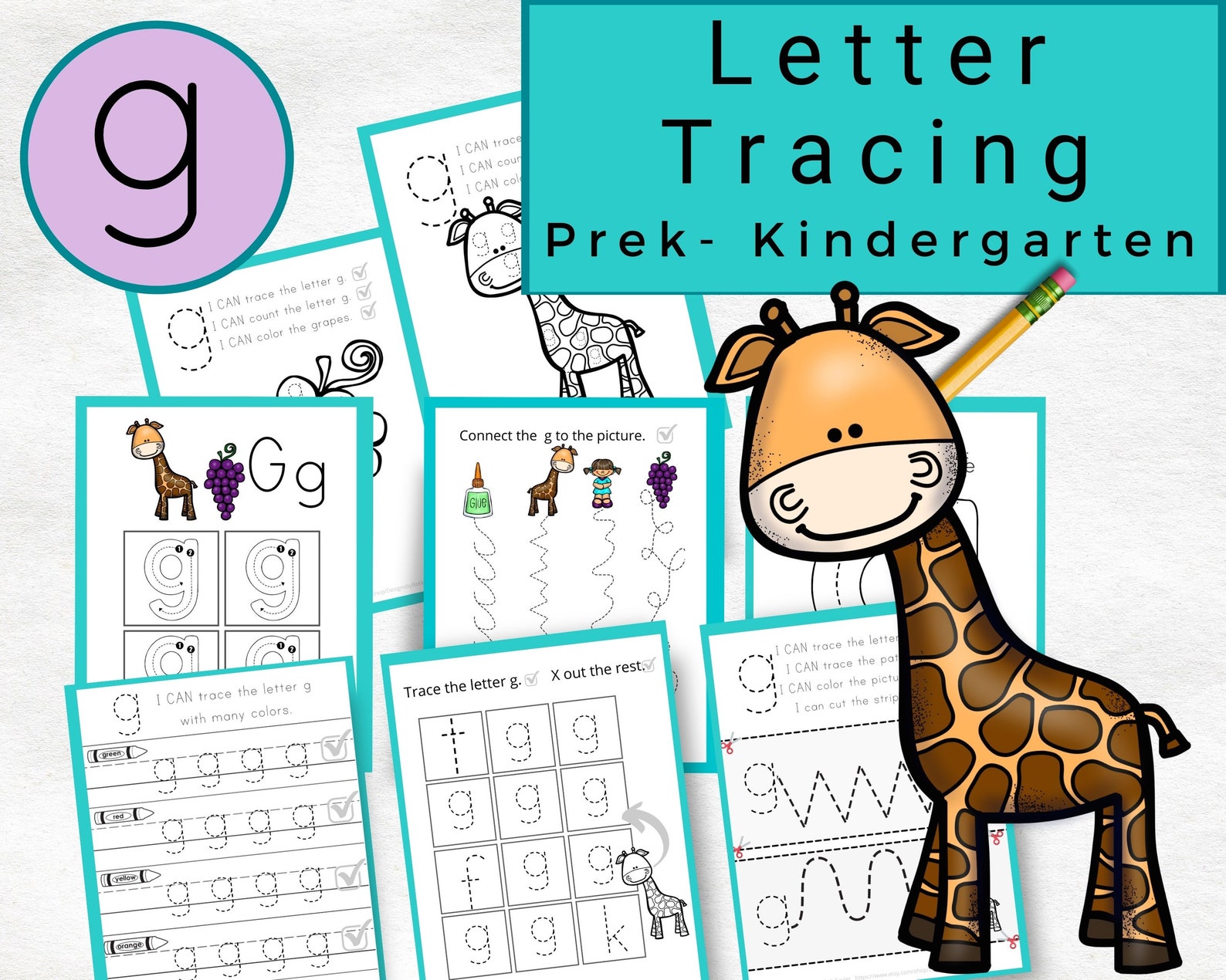 Tracing Letter G Worksheets, Kindergarten Handwriting Practice, Tracing ...