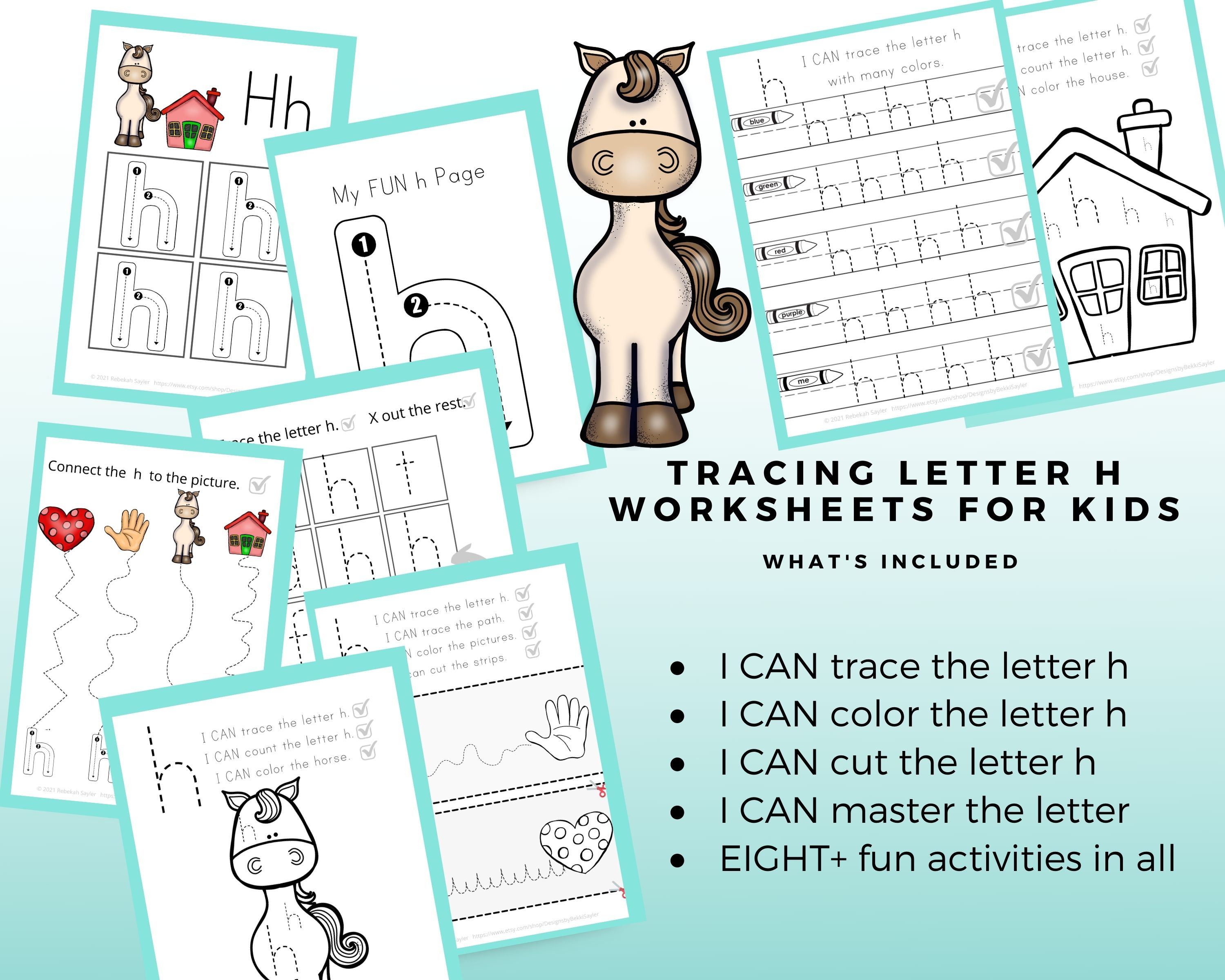 Tracing Letter H Worksheets, Kindergarten Handwriting Practice, Tracing ...