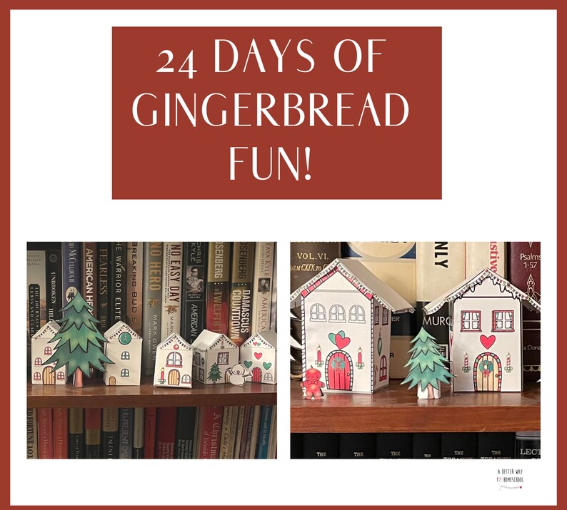 Gingerbread House Paper Craft, Printable Advent Calendar, Gingerbread ...
