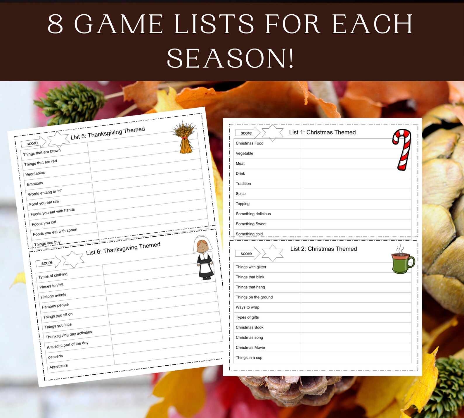 Thanksgiving Scattergories, Christmas Scattergories, Dinner Party Game ...