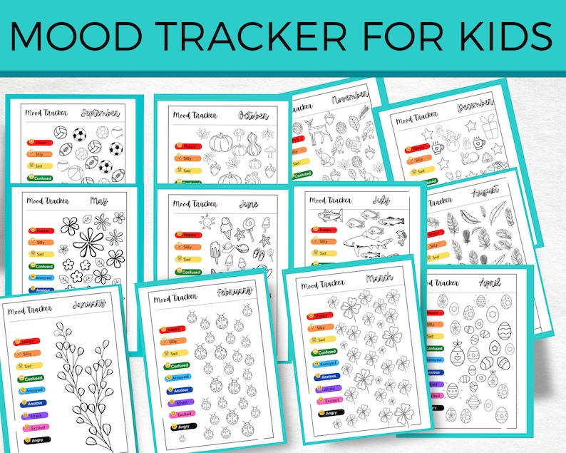 Colorful Mood Tracker for Kids Printable Children's Daily - Etsy