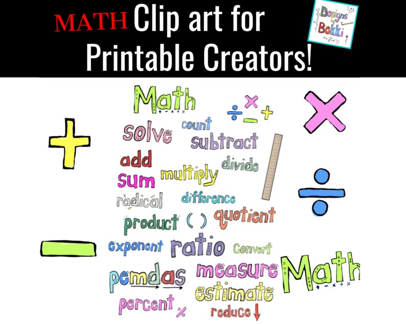 Math Signs Clip Art, Math Clip Art for Kids, Cute Math Clip Art, Clip ...