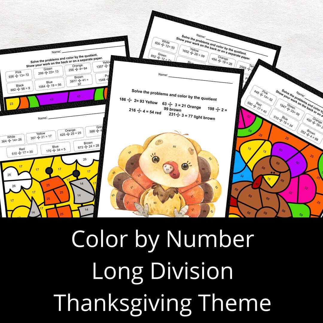 Thanksgiving Color by Division, Color by Number, Thanksgiving Math ...