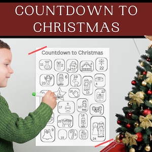 Christmas Countdown Calendar Printable, Countdown to Christmas, Advent ...