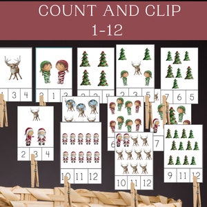 Preschool Math Worksheets Pdf, Preschool Christmas Math, Count and Clip ...