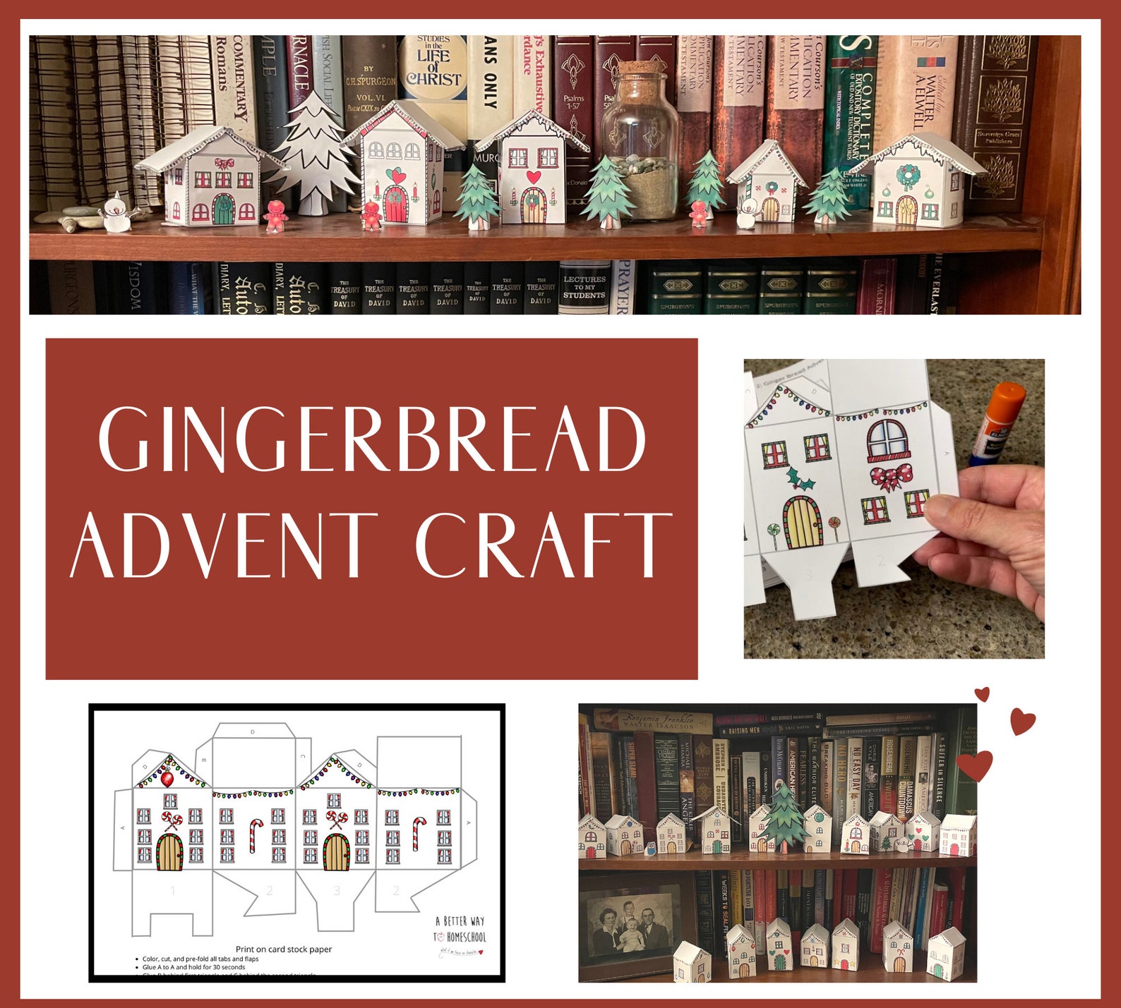 Gingerbread House Paper Craft, Printable Advent Calendar, Gingerbread ...