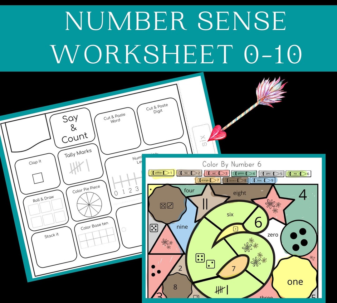 Number Sense Worksheets 0-10 Color by Number Teaching - Etsy