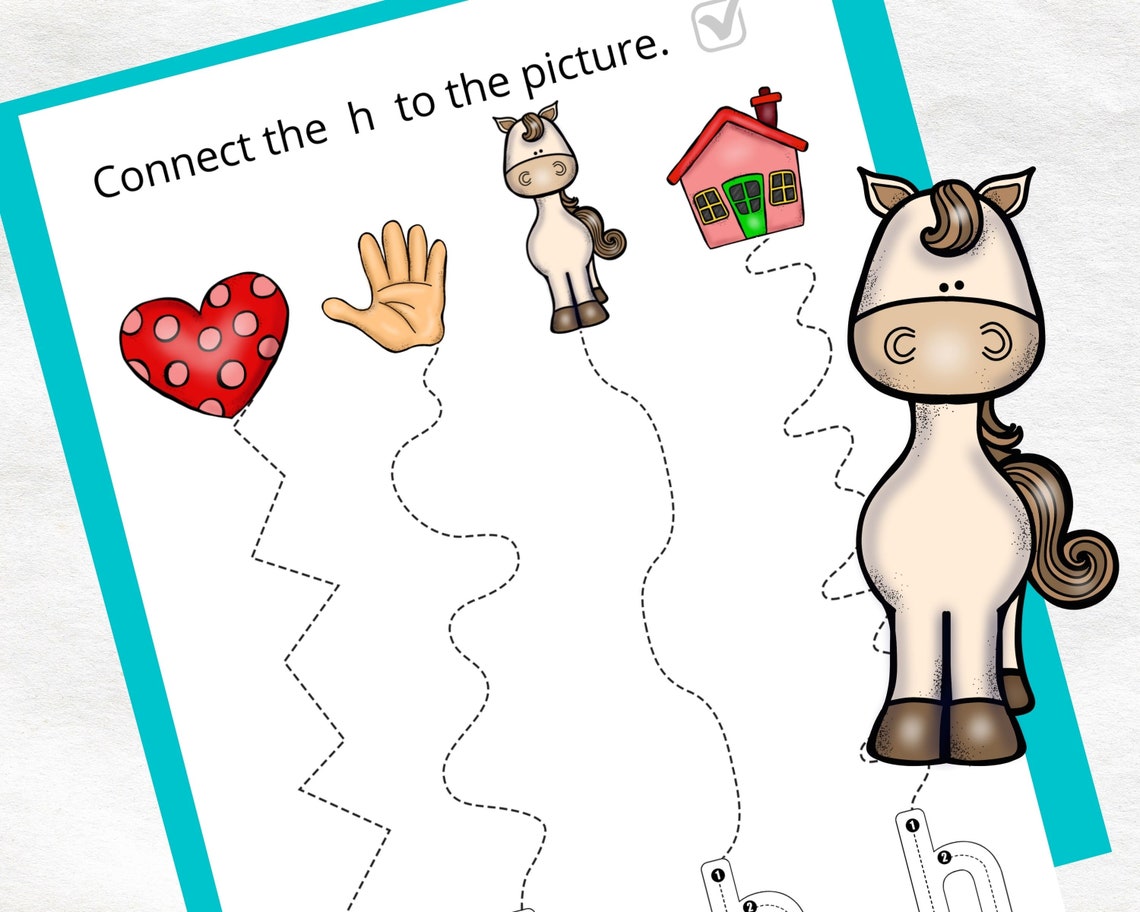 Tracing Letter H Worksheets Kindergarten Handwriting - Etsy