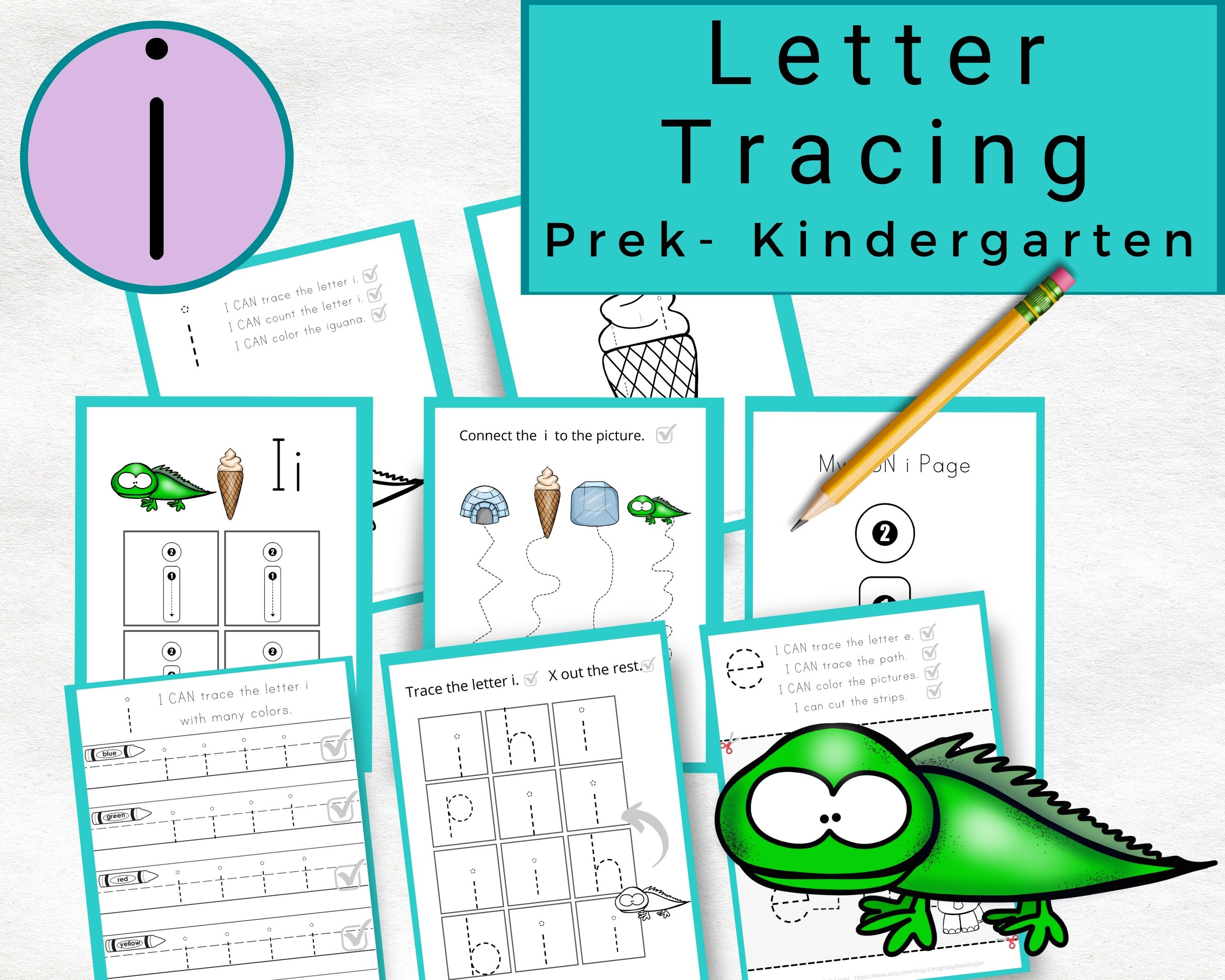 Alphabet Tracing Printables, Tracing Letter I Worksheets, Kindergarten ...