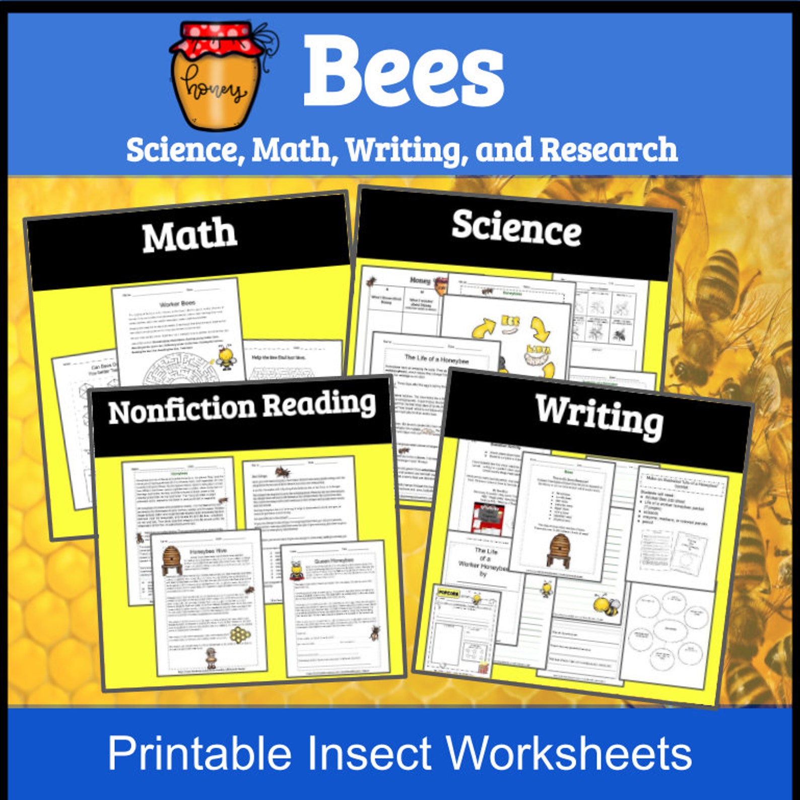 Life Cycle of a Bee Insect Worksheet Honeybee Printable Science for ...