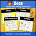 Life Cycle of a Bee- Insect Worksheet - Honeybee Printable - Science ...