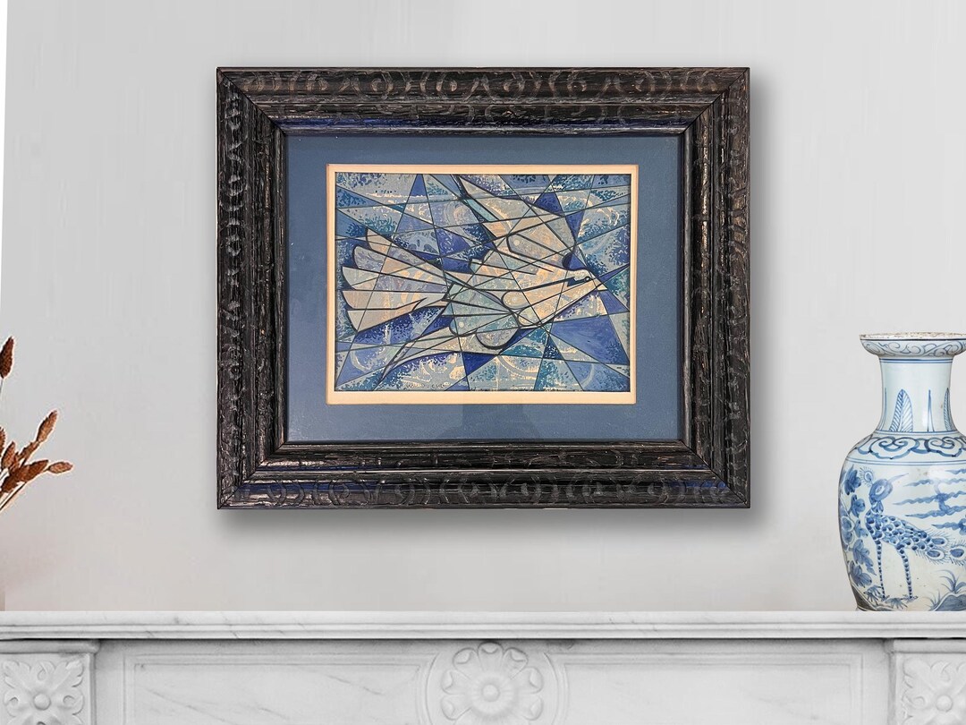 Mid Century Modern Abstract Expressionist Painting in Cubist Style of a ...