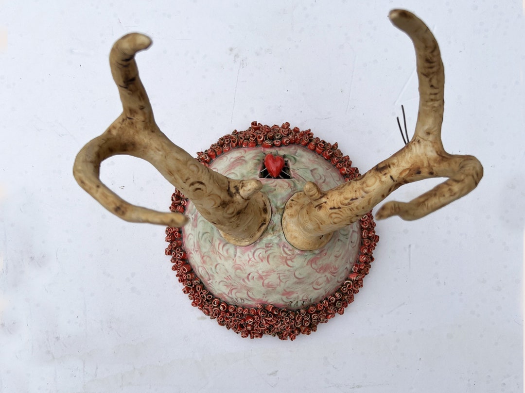 Ceramic Antler Wall Art: Heart Theme, Cottage Decor - Etsy