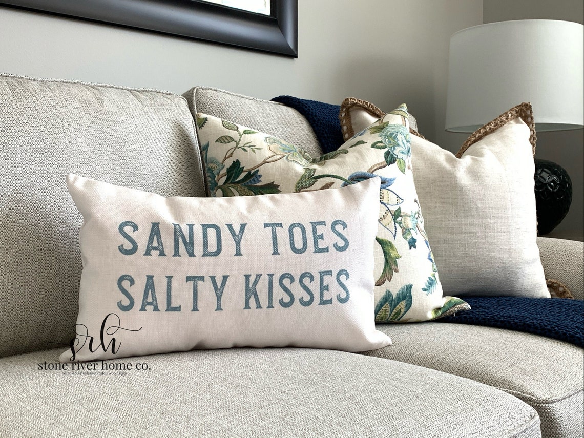 Sandy Toes Salty Kisses Throw Pillow Cover: Beach House Decor - Etsy