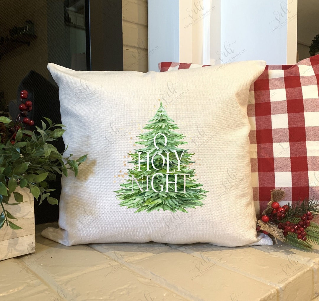 O Holy Night Christmas Tree Pillow Cover: Winter Farmhouse Decor - Etsy