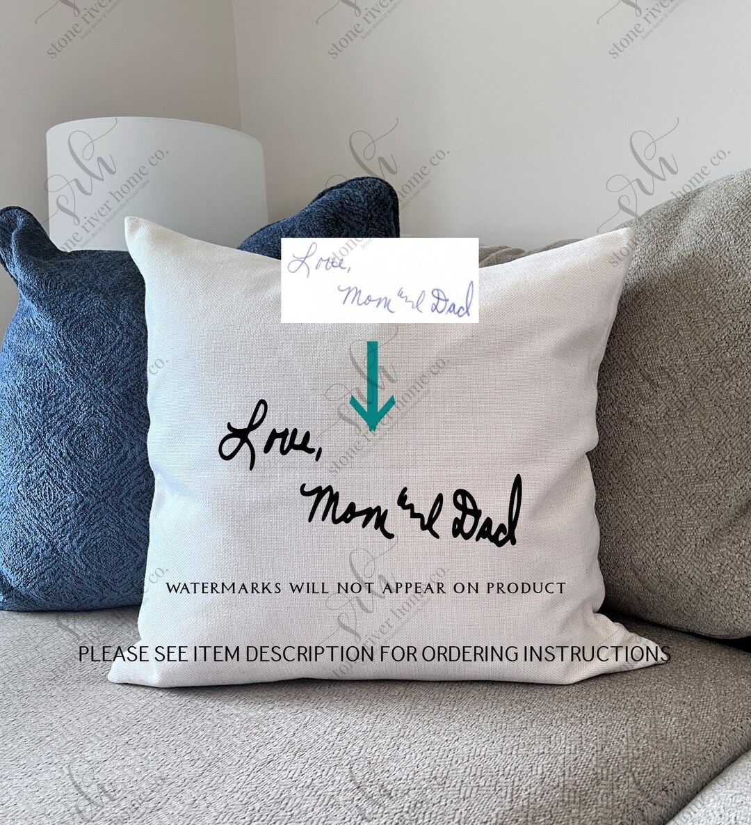 Handwritten Note Pillow Cover: Memorial Keepsake Gift - Etsy