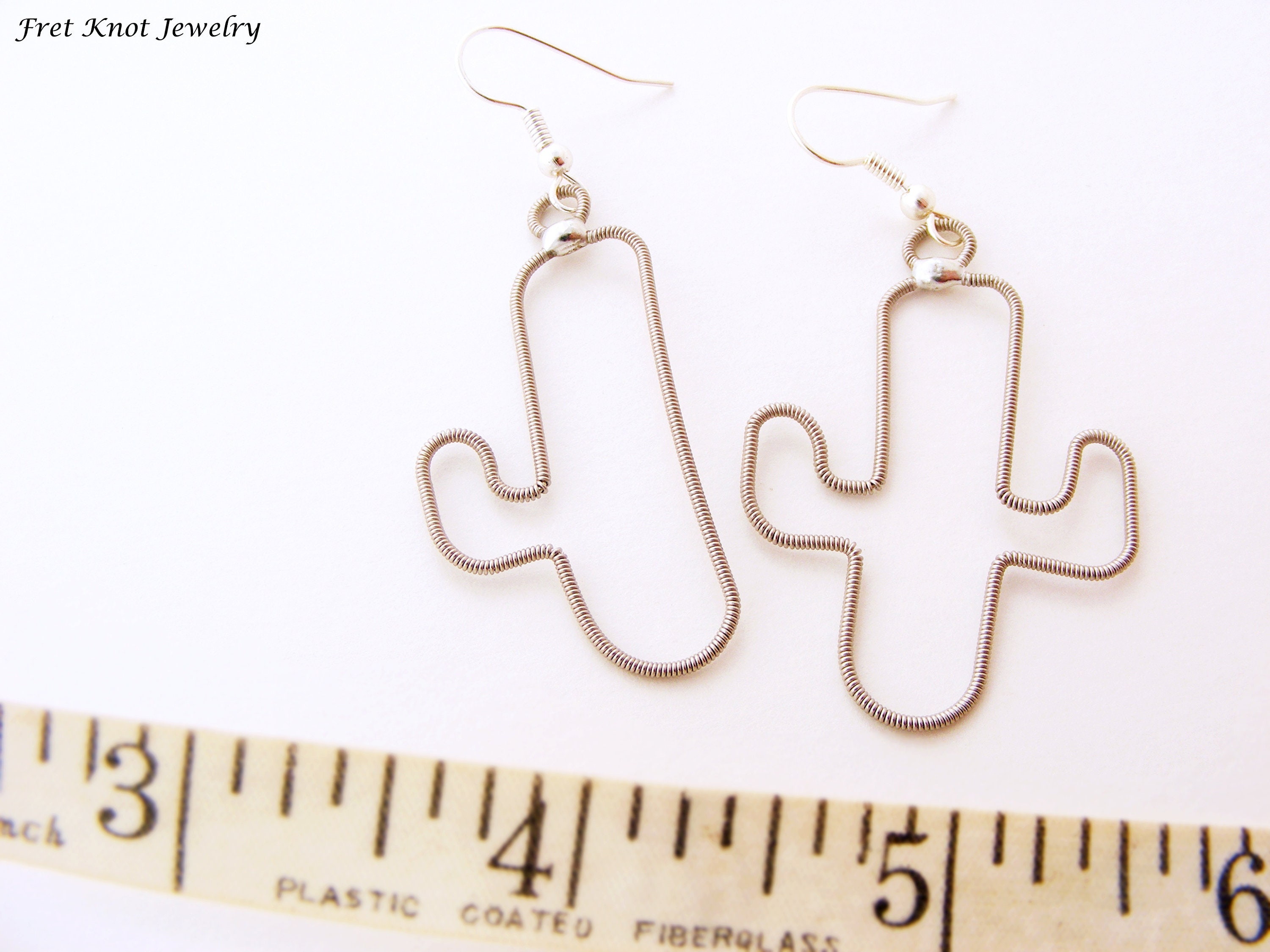 Saguaro Cactus Earrings made of Recycled Guitar Strings - Etsy