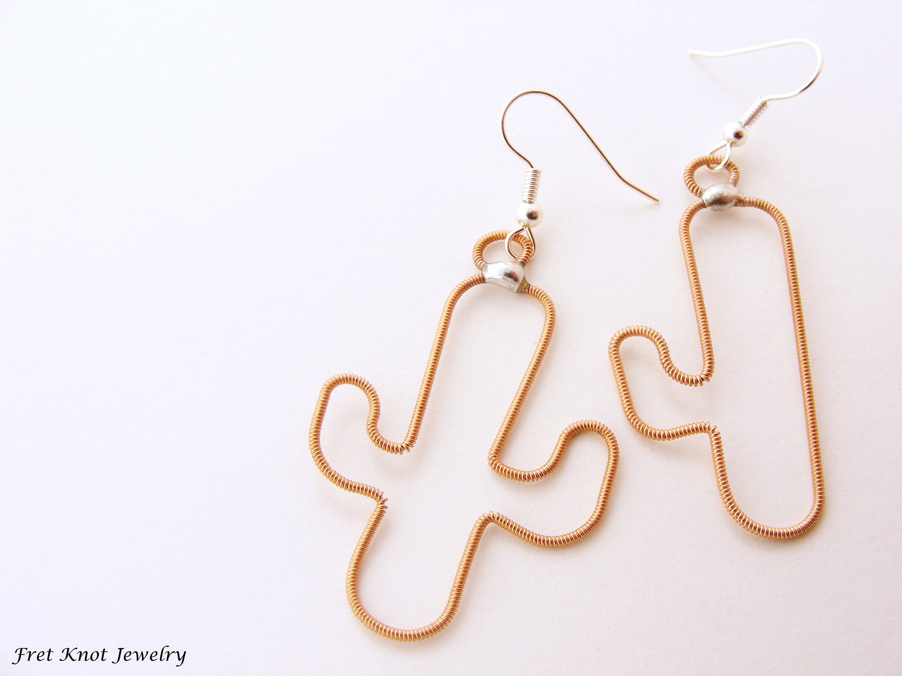 Saguaro Cactus Earrings made of Recycled Guitar Strings - Etsy