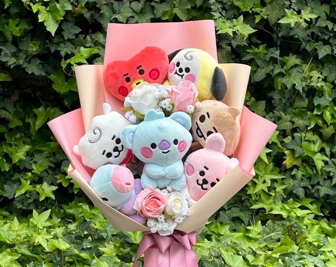 BTS Plushies Bouquet. Pink Bouquet - Etsy