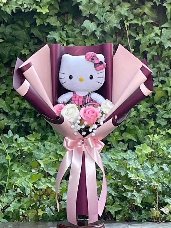 Hello Kitty Bouquet. Burgundy Bouquet - Etsy