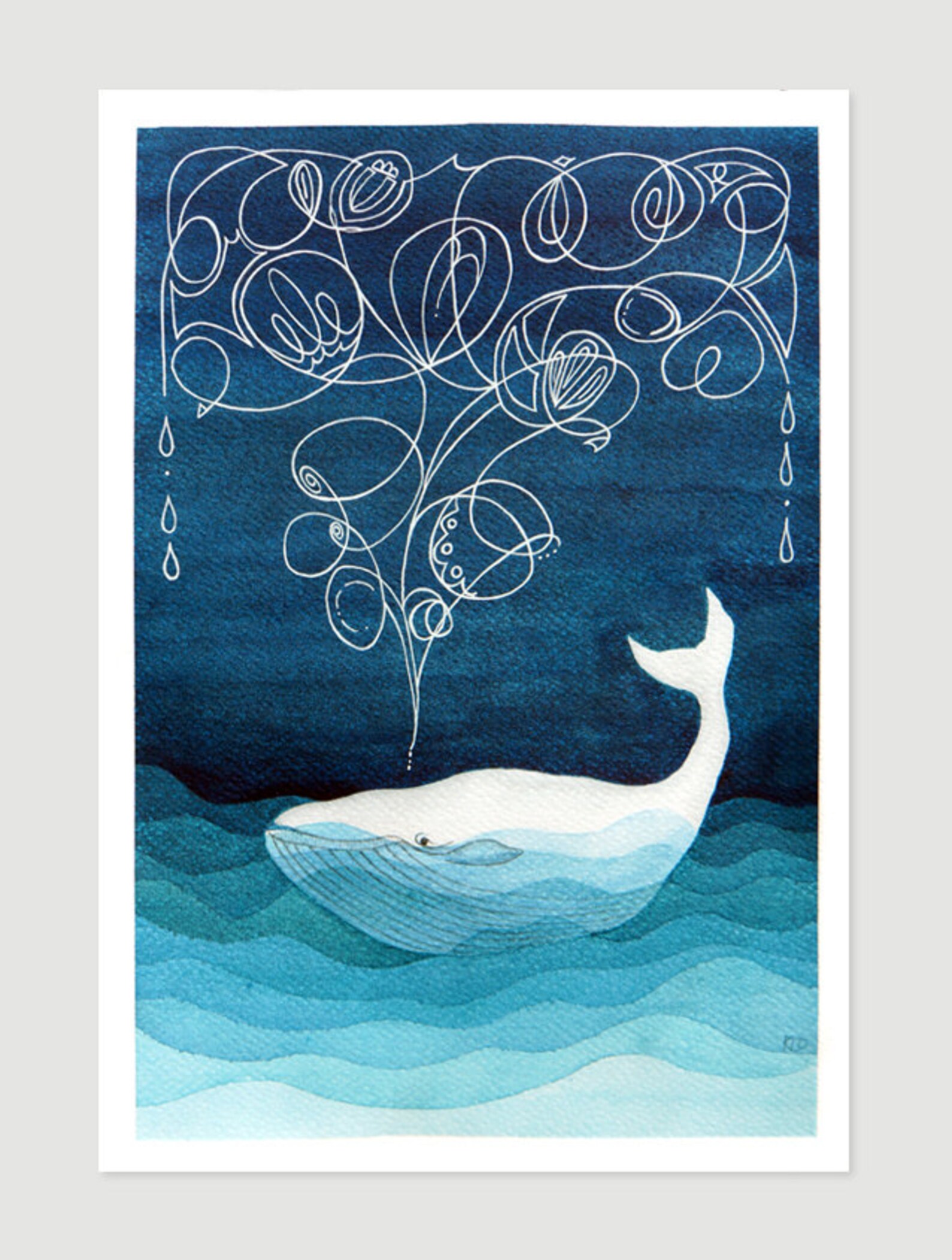Whale Print Wahale Watercolor Nautical Wall Decor Whale - Etsy