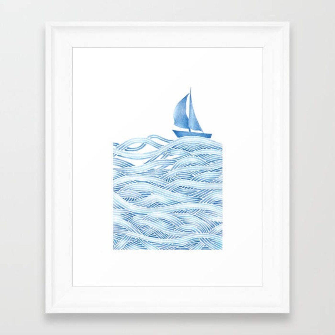 Sailboat Illustration Sailboat Art Blue Print Watercolor - Etsy