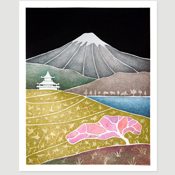 Volcano Watercolor - Etsy