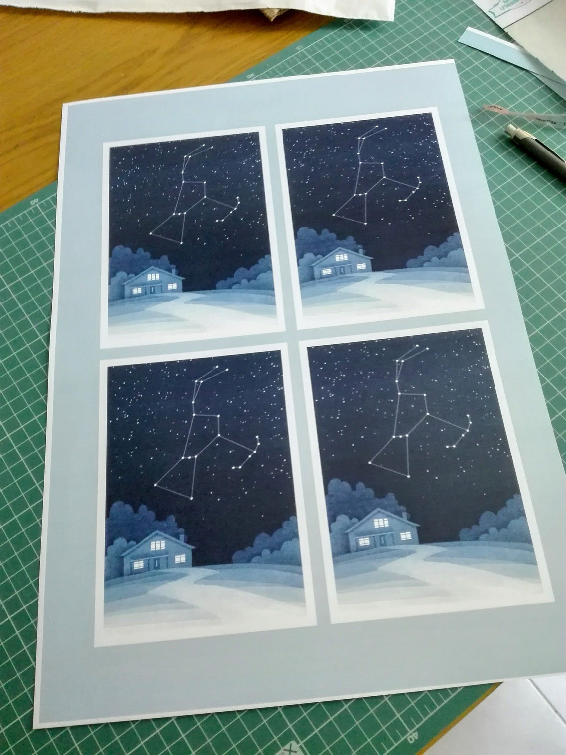 Orion Print Watercolor painting Constellation art blue giclee | Etsy