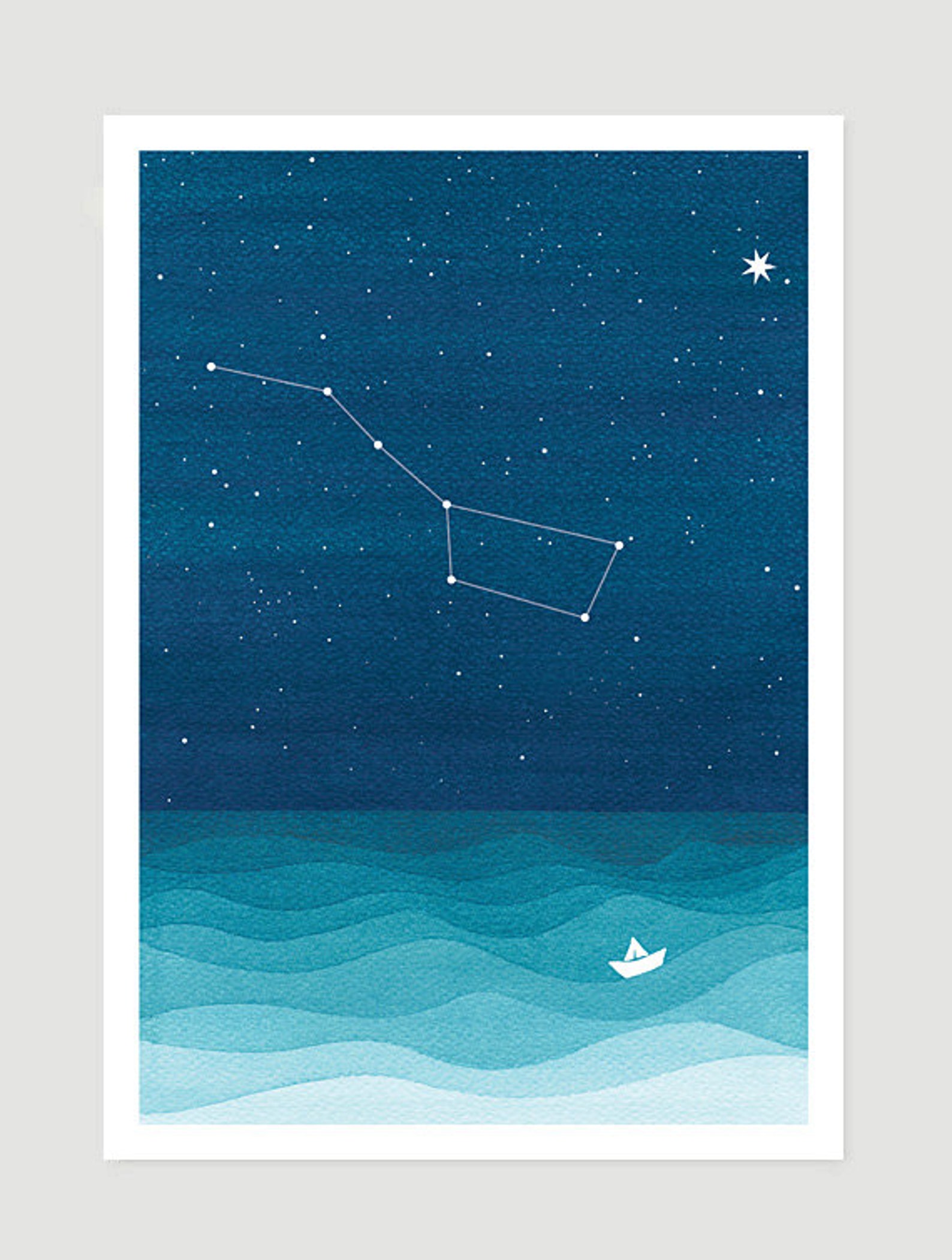 Print Big Dipper Pole Star Constellation Giclee Print Alaska Flag ...