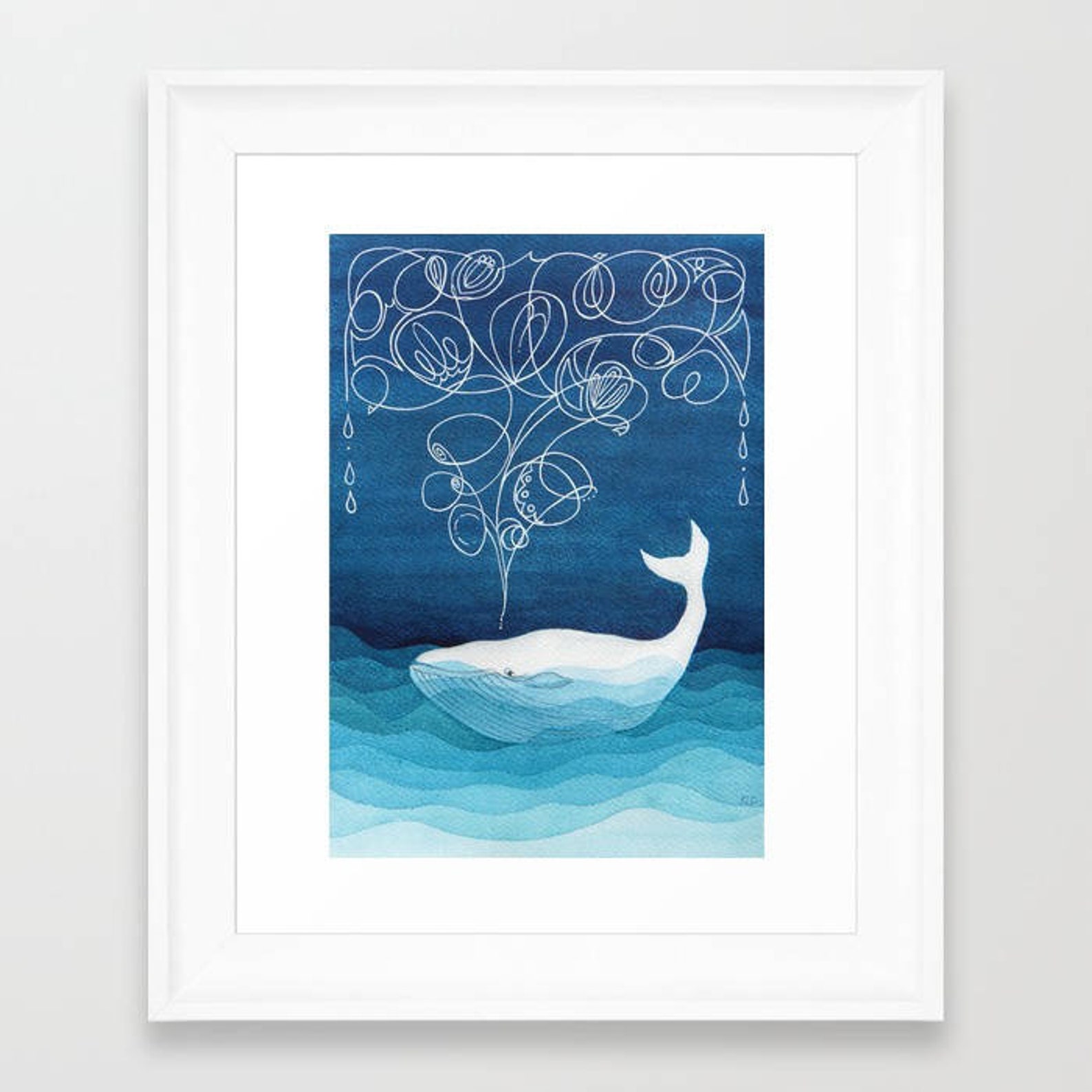 Whale Print Wahale Watercolor Nautical Wall Decor Whale - Etsy