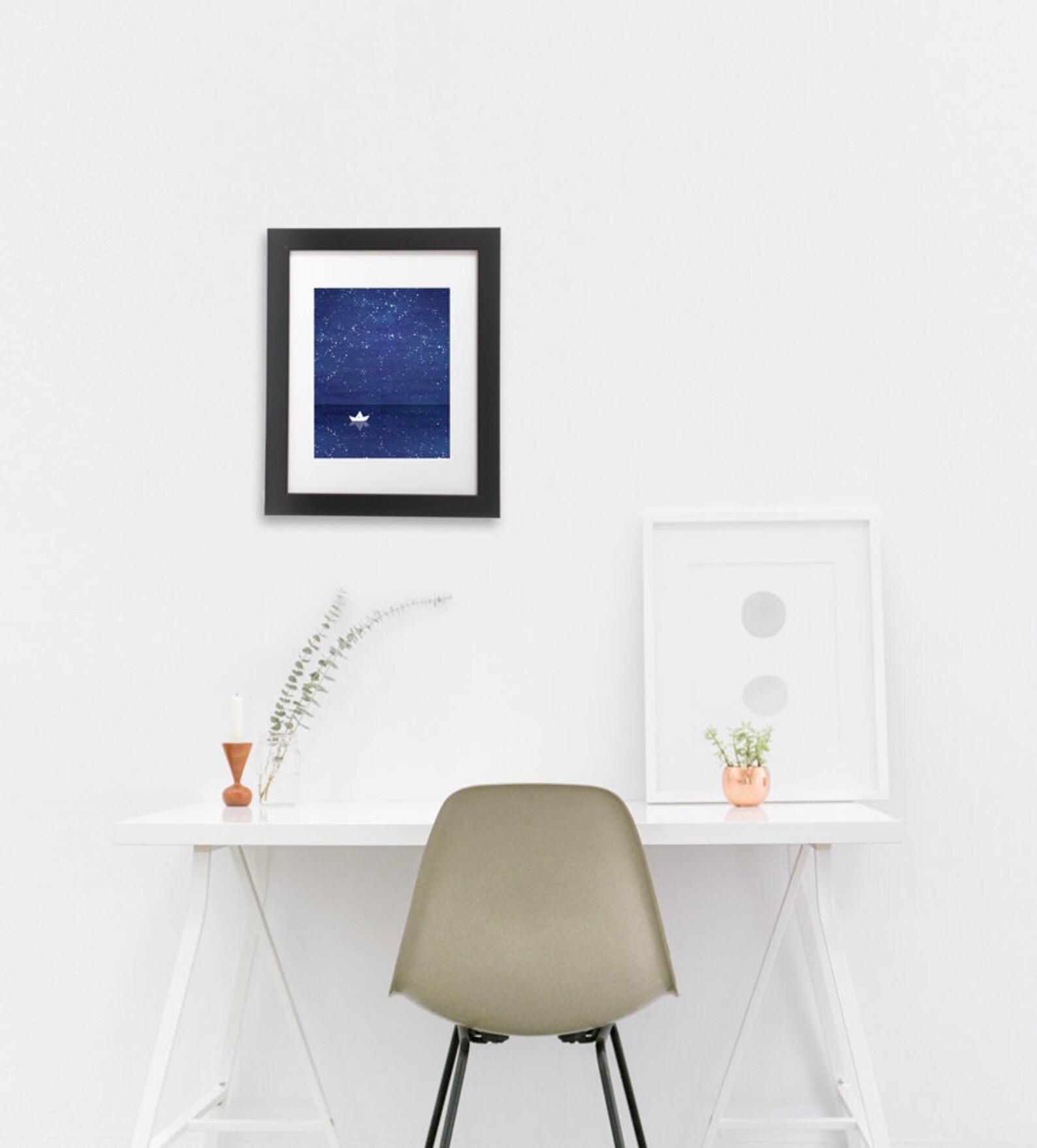 Zen Sailboat Watercolor Print, Starry Night Ocean Wall Art (digital ...