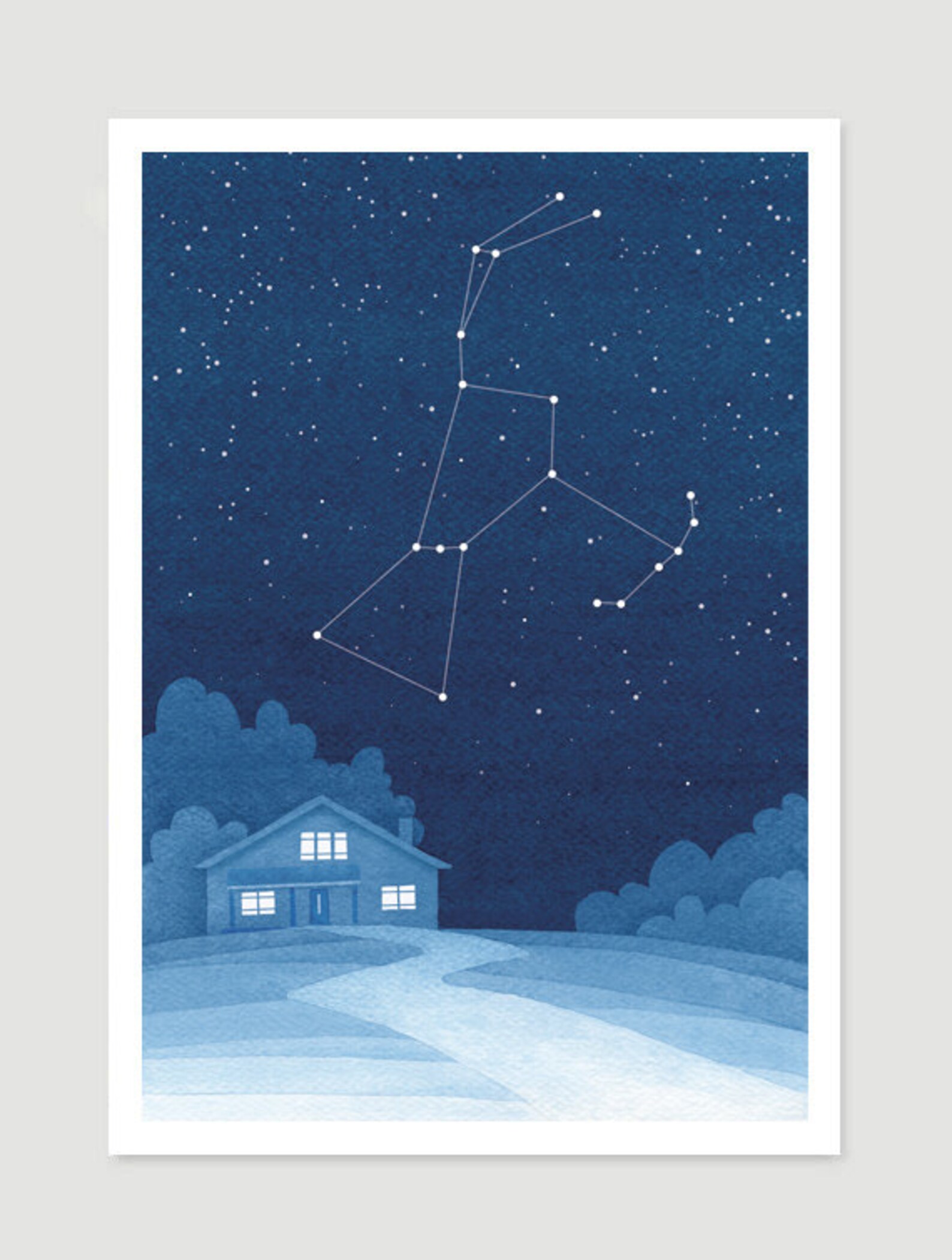 Orion Print Watercolor Painting Constellation Art Blue Giclee Print ...
