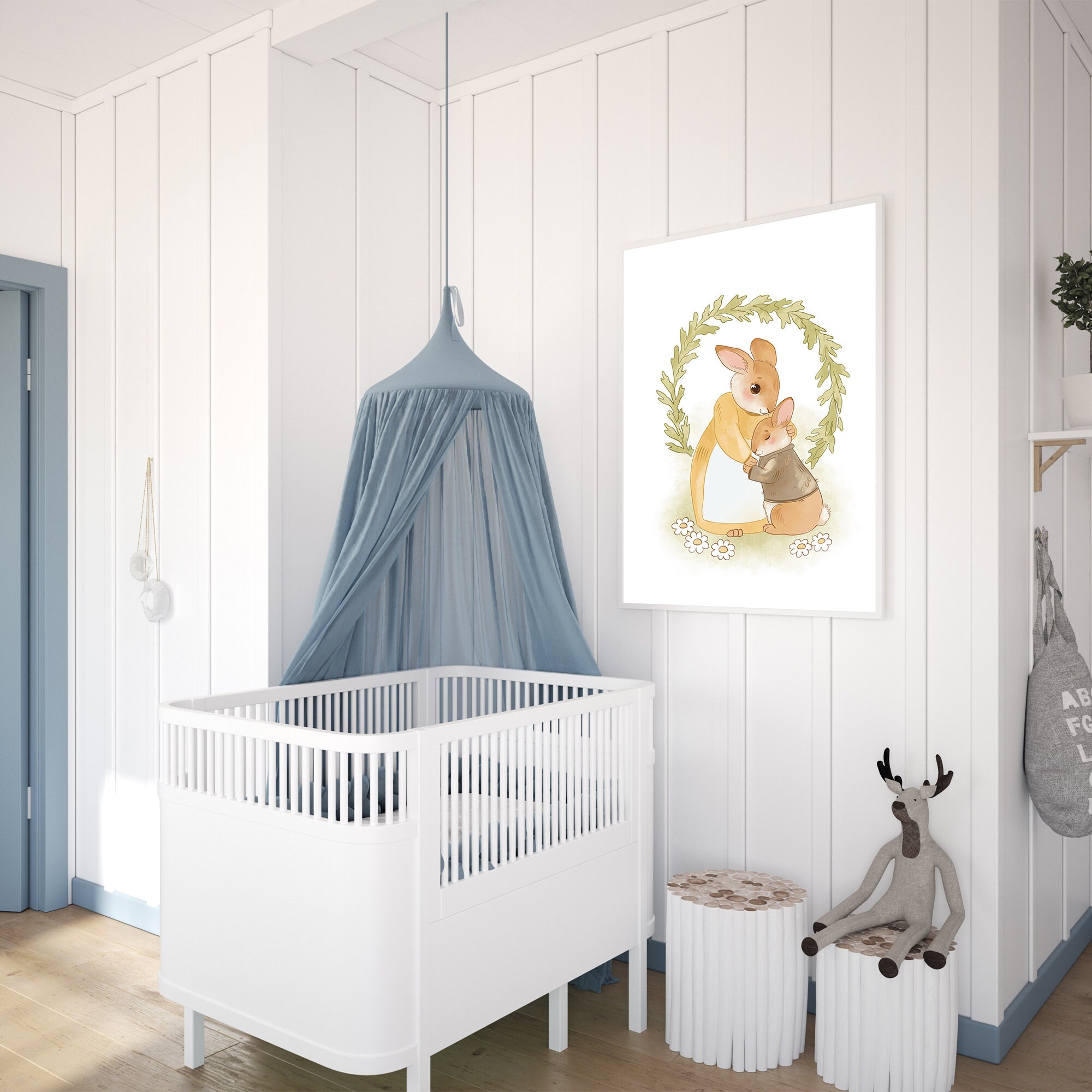 Bunny Printable Nursery Art, Rabbit Wall Art, Baby Room Decor, Baby ...