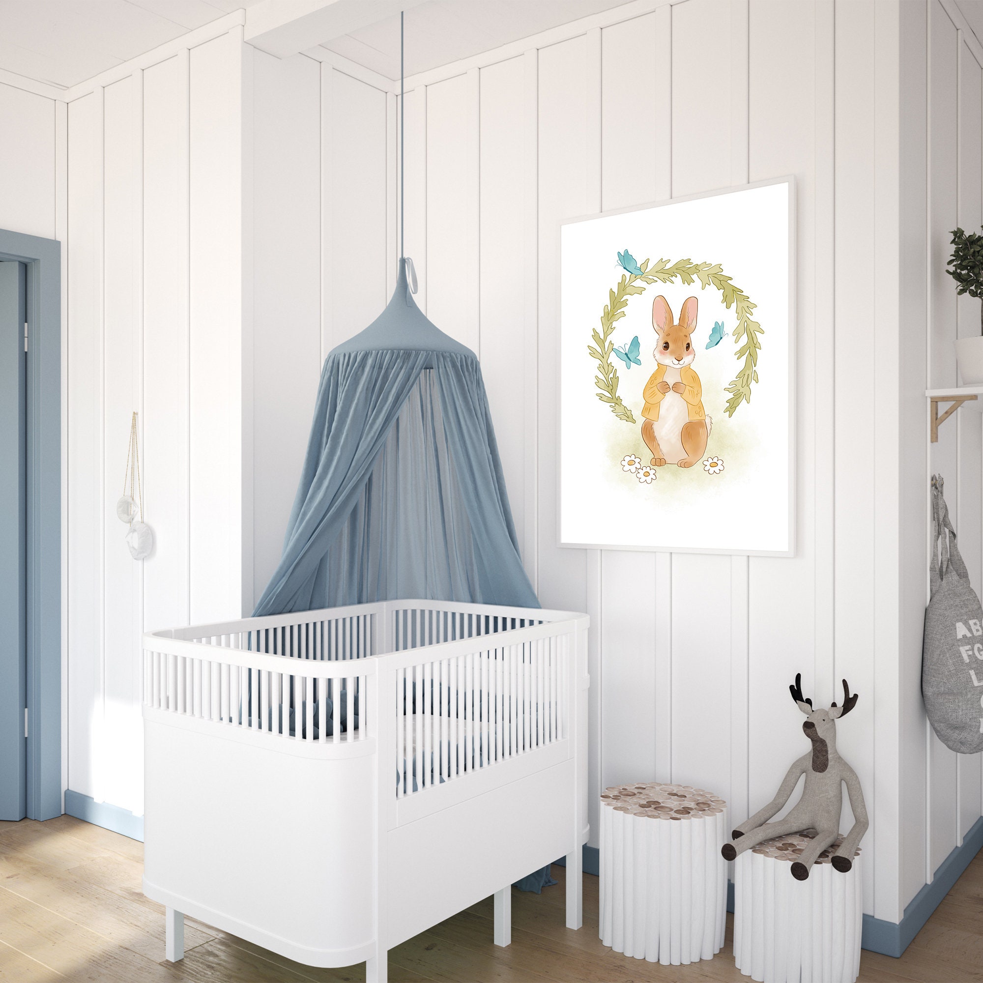 Bunny Printable Nursery Art, Rabbit Wall Art, Baby Room Decor, Baby ...