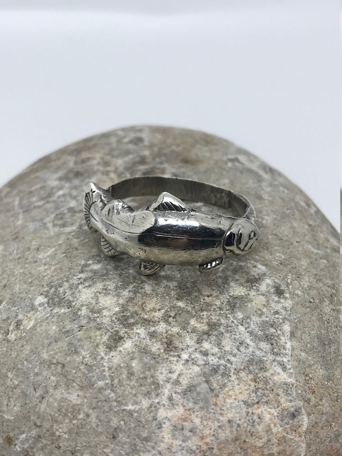 Trout Ring Men's Wedding Ring Fish Ring Sterling Silver - Etsy