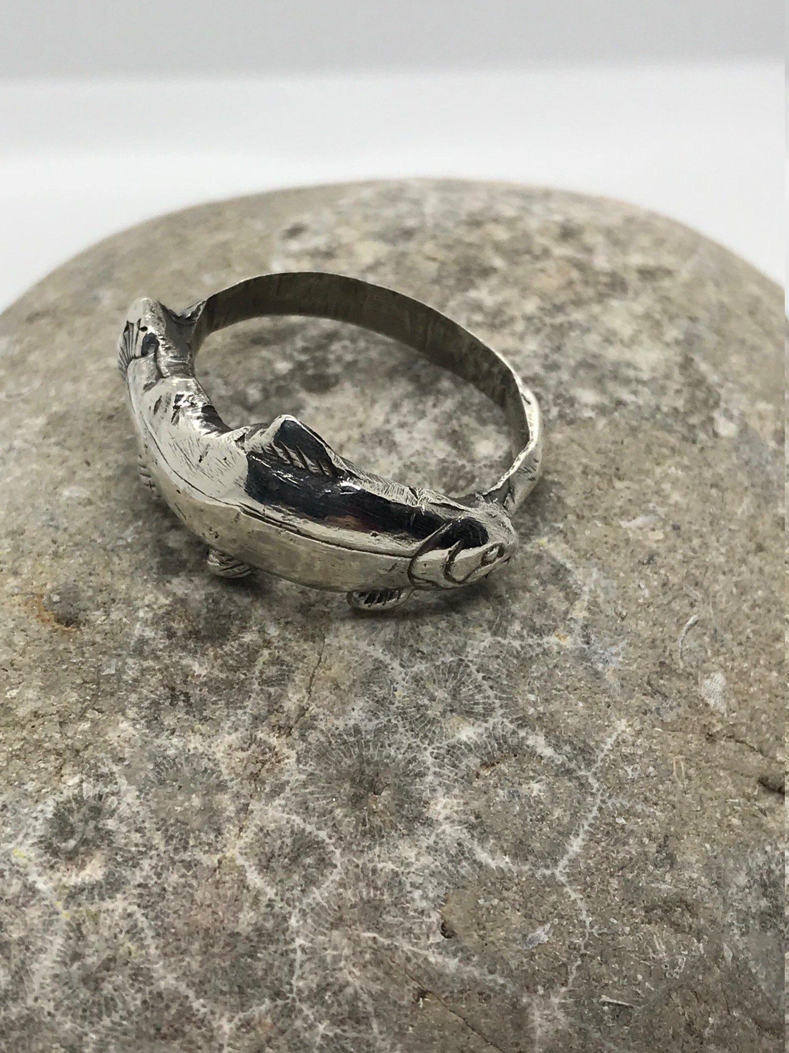 Trout Ring Men's Wedding Ring Fish Ring Sterling Silver - Etsy