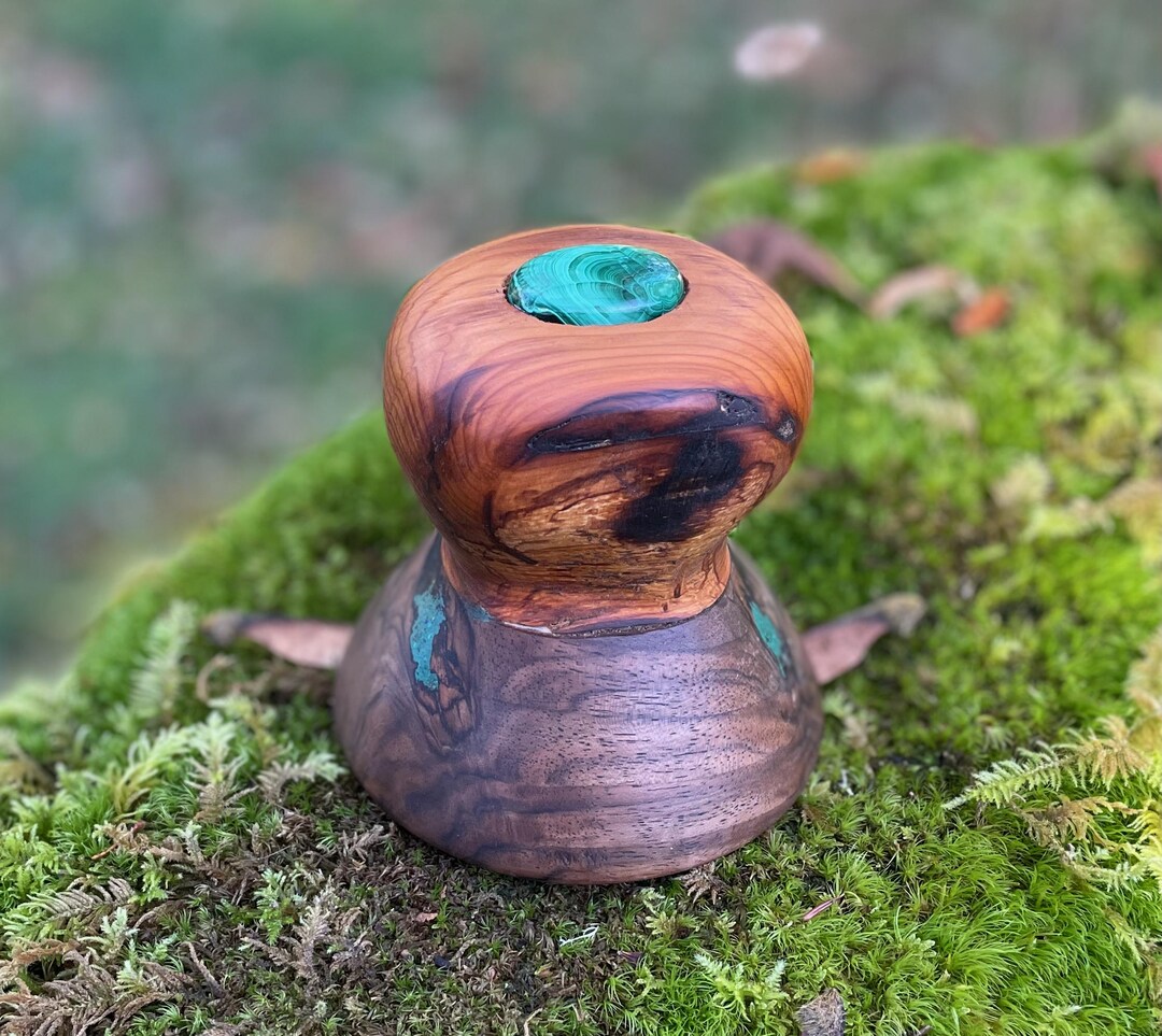 Yew and Black Walnut Print Baren With Malachite Stone - Etsy
