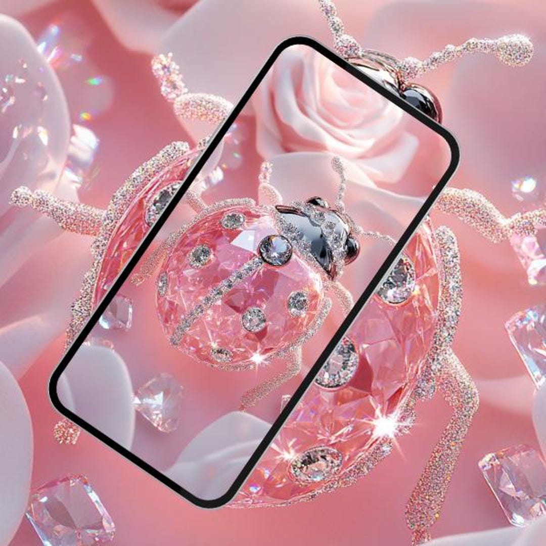 Glam Pink Quartz Ladybug Wallpaper Bundle - 5 Pack Phone Wallpapers - Etsy
