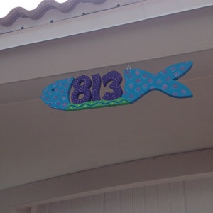 Custom Colorful Wooden Fish House Numbers Hand Cut - Etsy