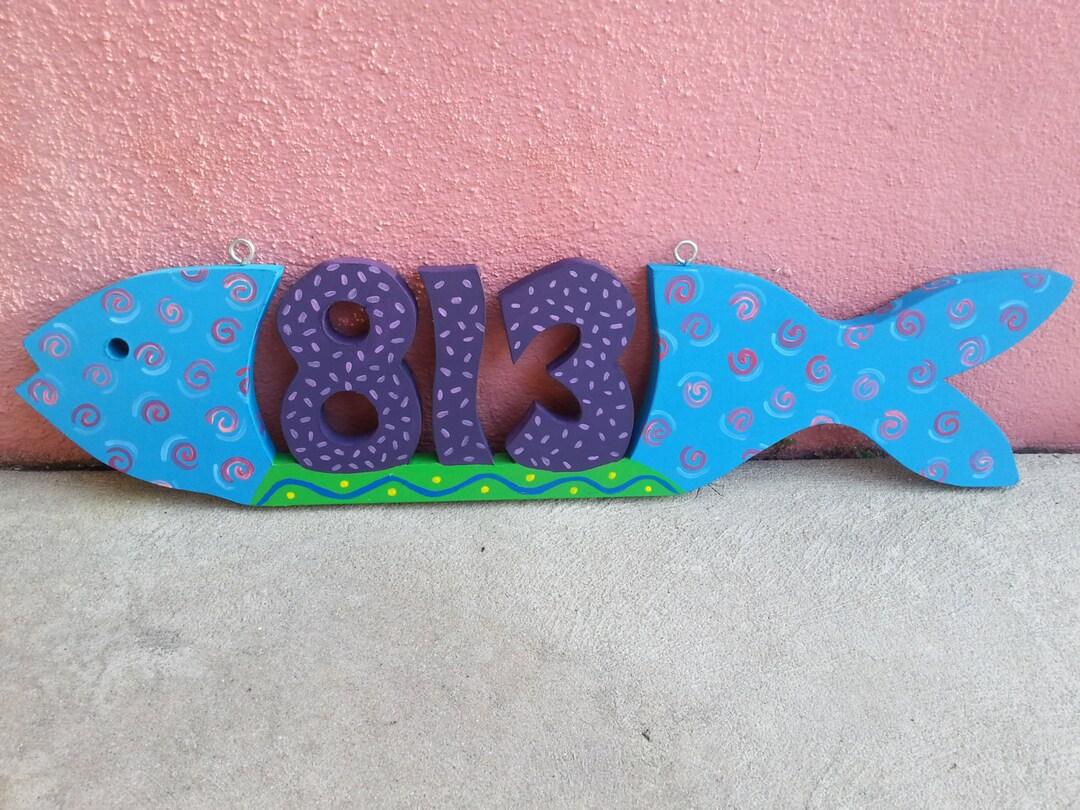 Custom Colorful Wooden Fish House Numbers Hand Cut - Etsy