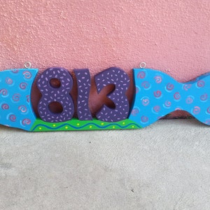 Custom Colorful Wooden Fish House Numbers Hand Cut - Etsy