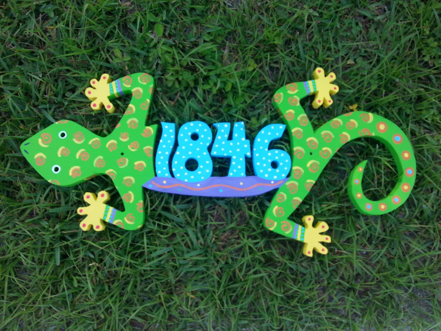 Custom Colorful Wooden Fish House Numbers Hand Cut | Etsy