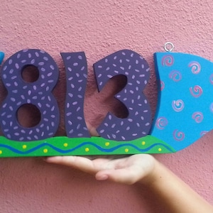 Custom Colorful Wooden Fish House Numbers Hand Cut - Etsy
